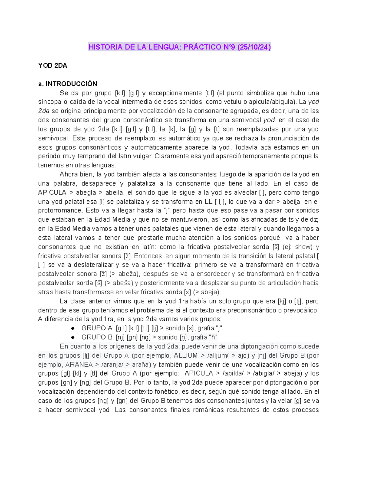 Historia de la Lengua: Yod 2da - Práctico YOD 2DA - Studocu