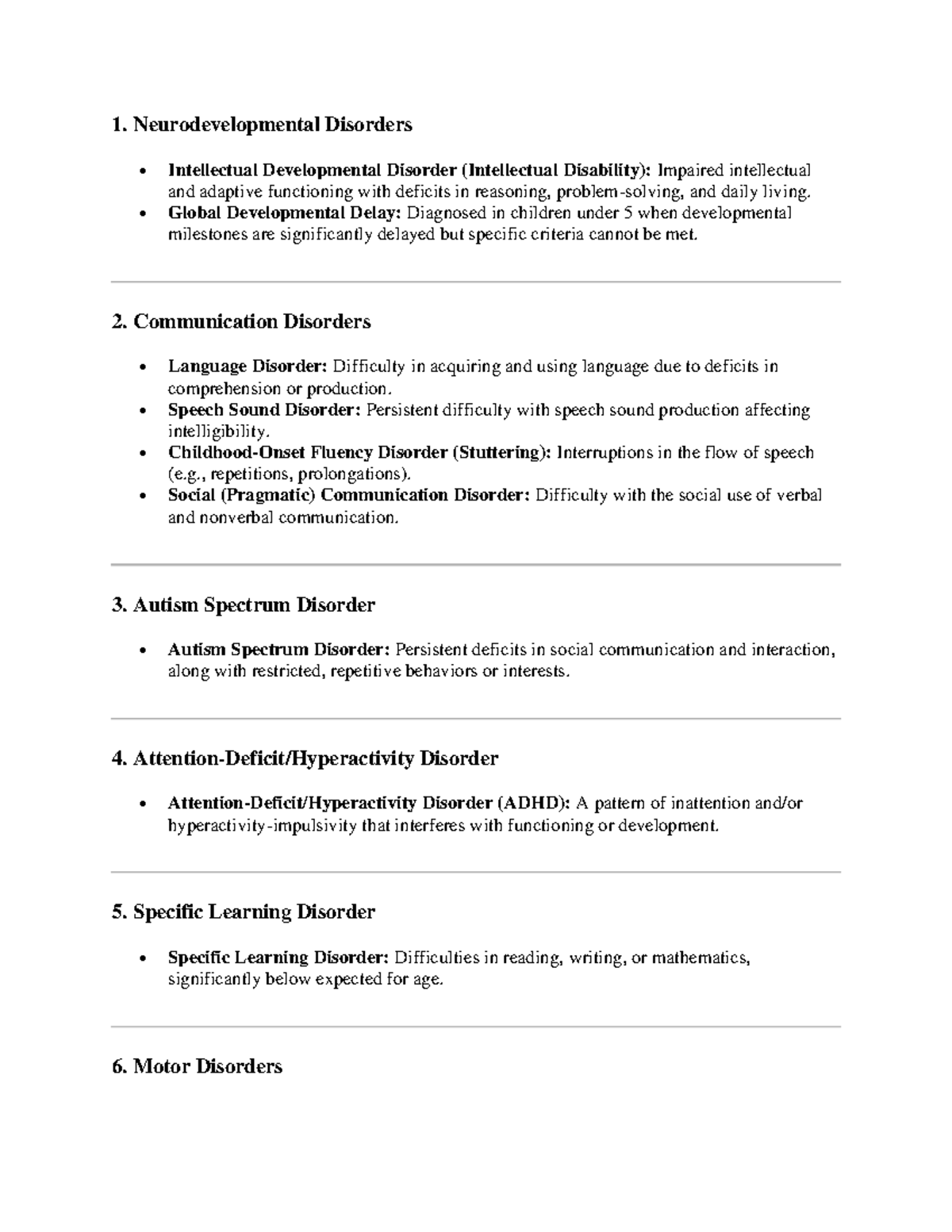 All disorders reviewer - 1. Neurodevelopmental Disorders • Intellectual ...