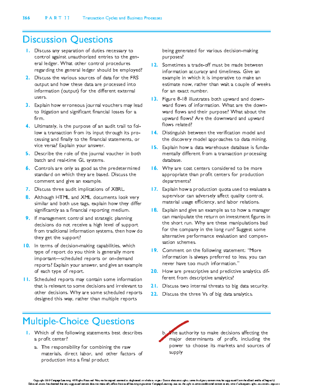 AIS Chapters 8 & 9 Study Guide: Discussion & MC Questions - Studocu