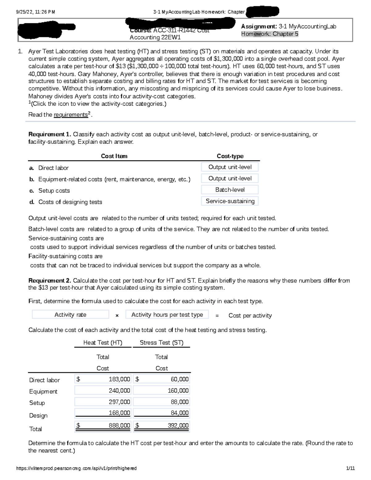 ACC-311-R1442 Homework Solutions: My Accounting Lab Chapter 5 Analysis ...