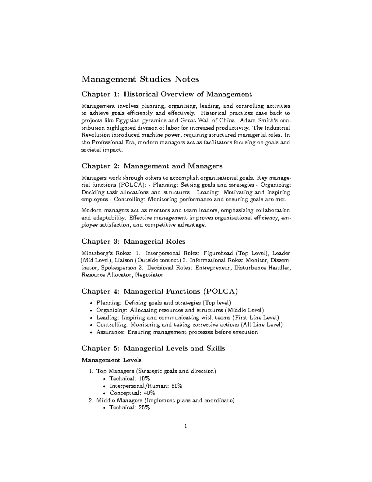 Management-notes - Management-notes - Management Studies Notes Chapter ...