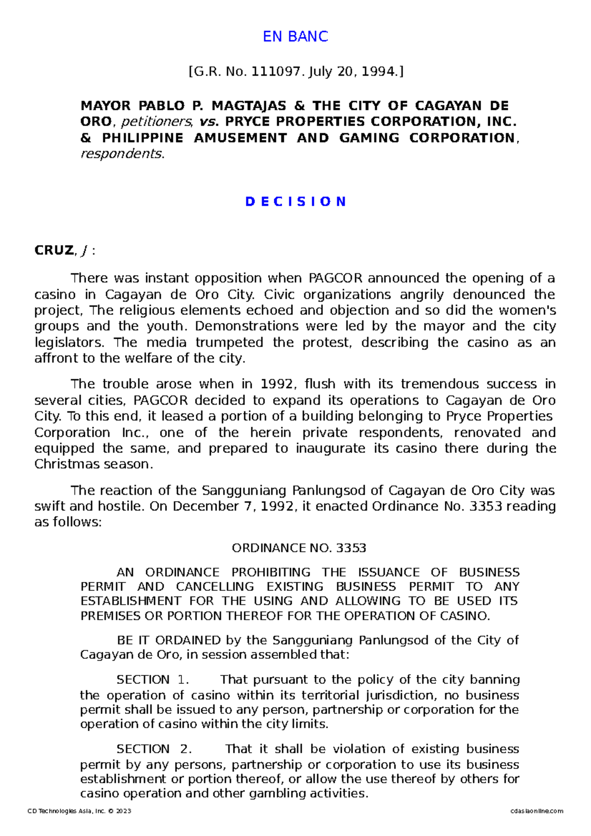 Magtajas v. Pryce - EN BANC [G. No. 111097. July 20, 1994.] MAYOR PABLO ...