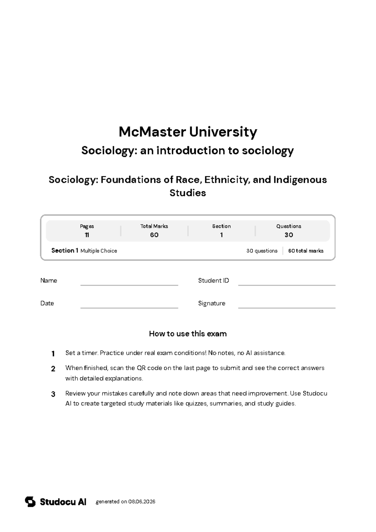 Sociology Final Exam: Race, Ethnicity, and Indigenous Studies - Studocu