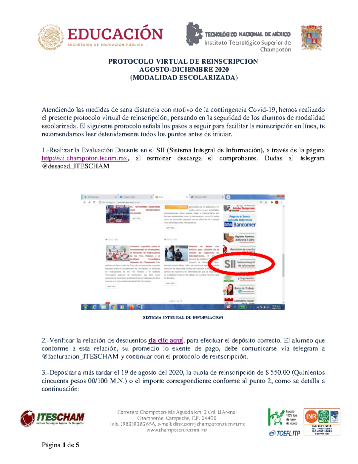 Protocolo Virtual de Reinscripción 2020 - Modalidad Escolarizada - Studocu