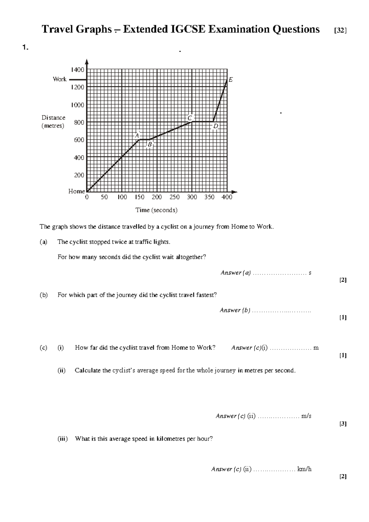 Extended IGCSE Travel Graphs Questions & Solutions (32) - Studocu