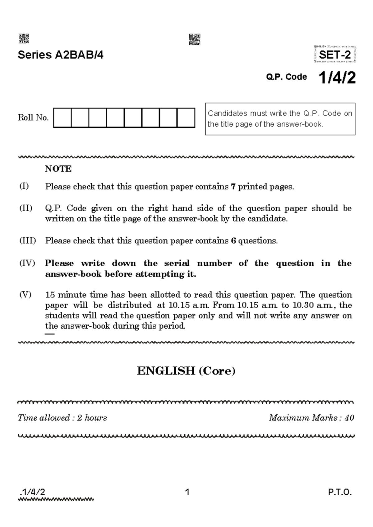 1-4-2 English Core - Question Paper on Environmental Issues - Studocu