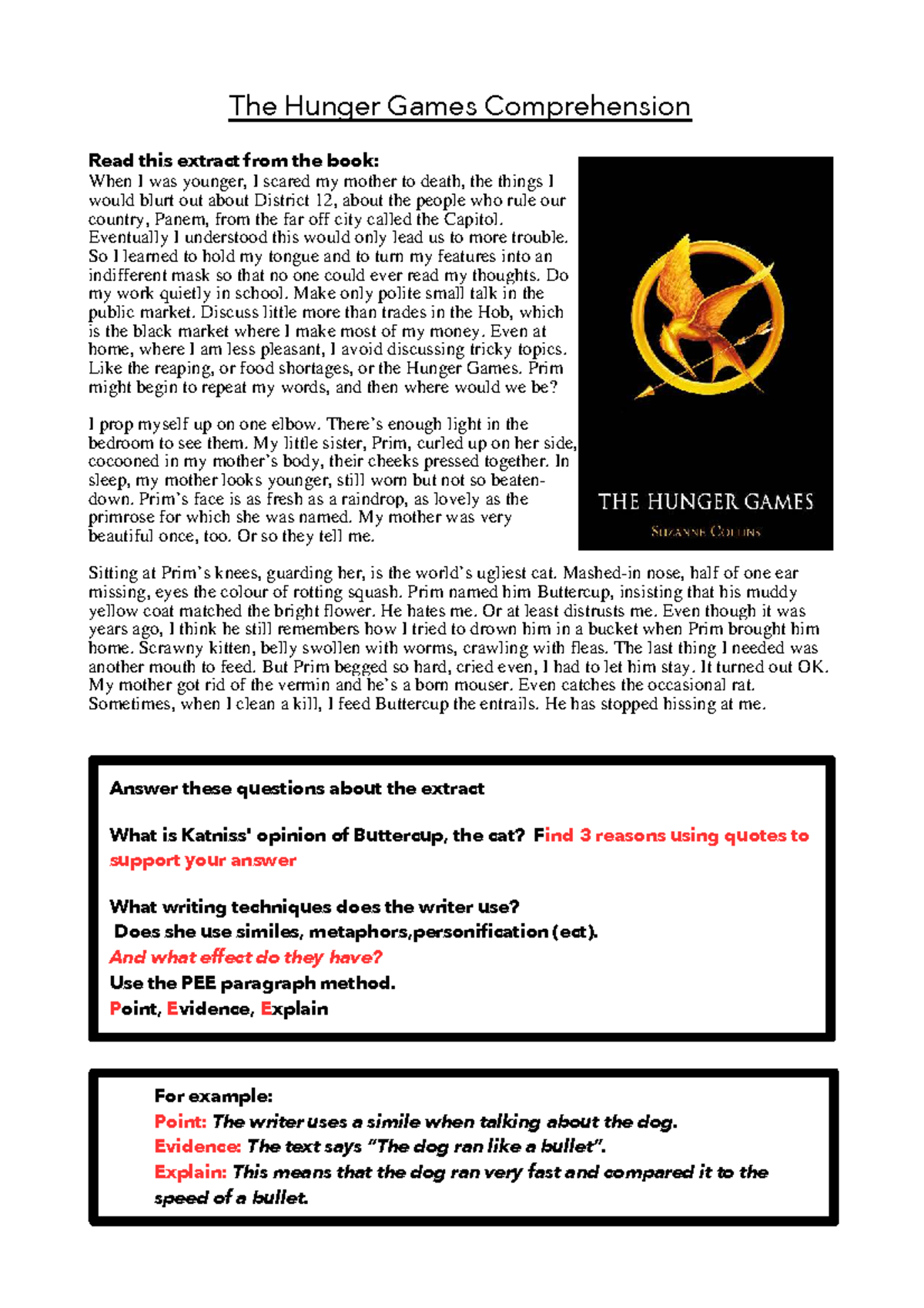 Hunger Games Comprehension Questions & Analysis (30 06) - Studocu