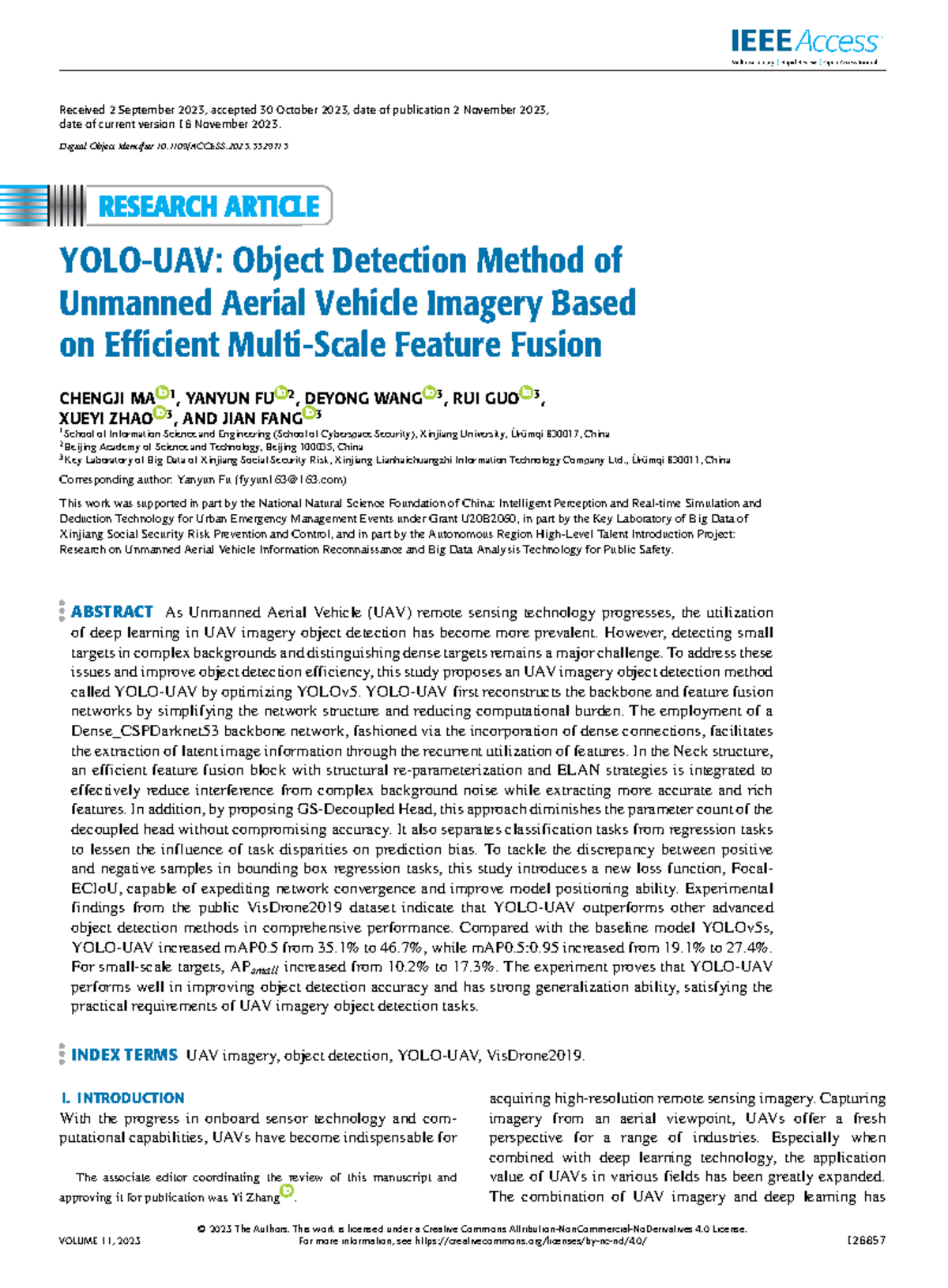 Yolo Uav Object Detection Method Of Unmanned Aerial Vehicle Imagery Based On Efficient Multi