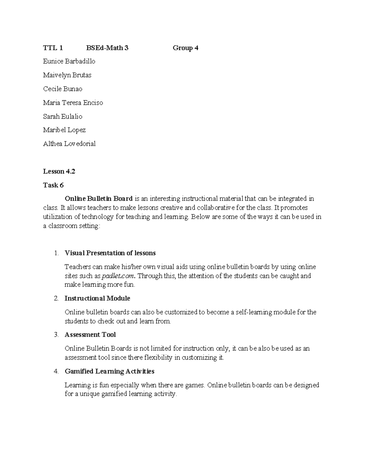 4.2 Task 6 Gr4 - igbiuygbu - TTL 1 BSEd-Math 3 Group 4 Eunice ...