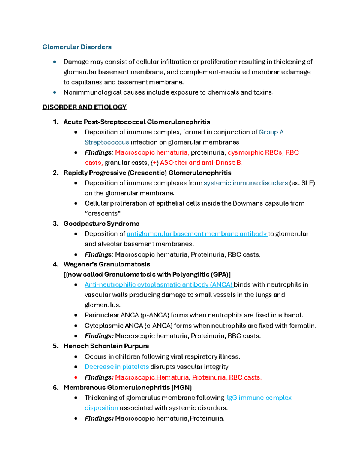 Renal Disorders Notes - Clinical Chemistry (Course Code: RCC 101) - Studocu