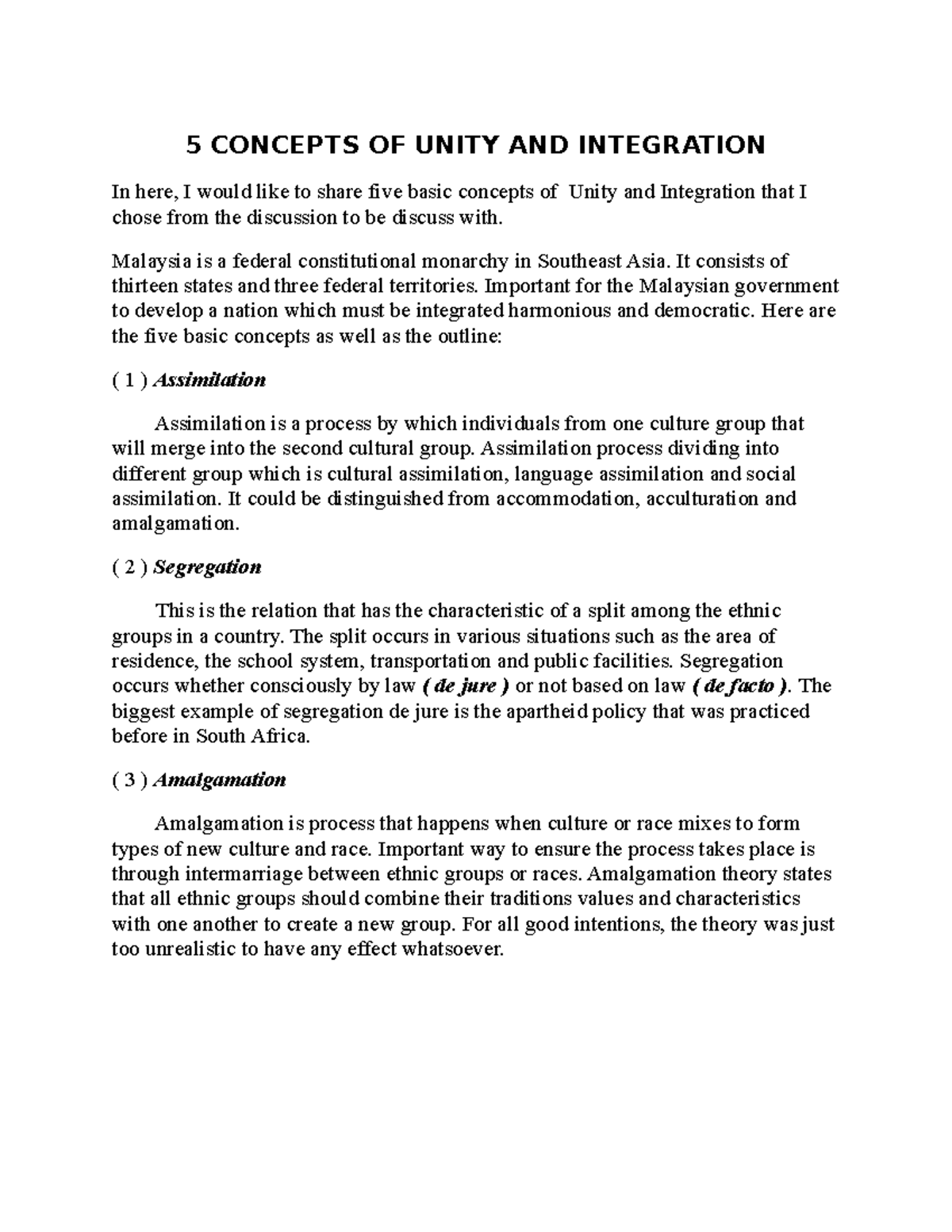 5 Concepts OF Unity AND Integration - 5 CONCEPTS OF UNITY AND ...