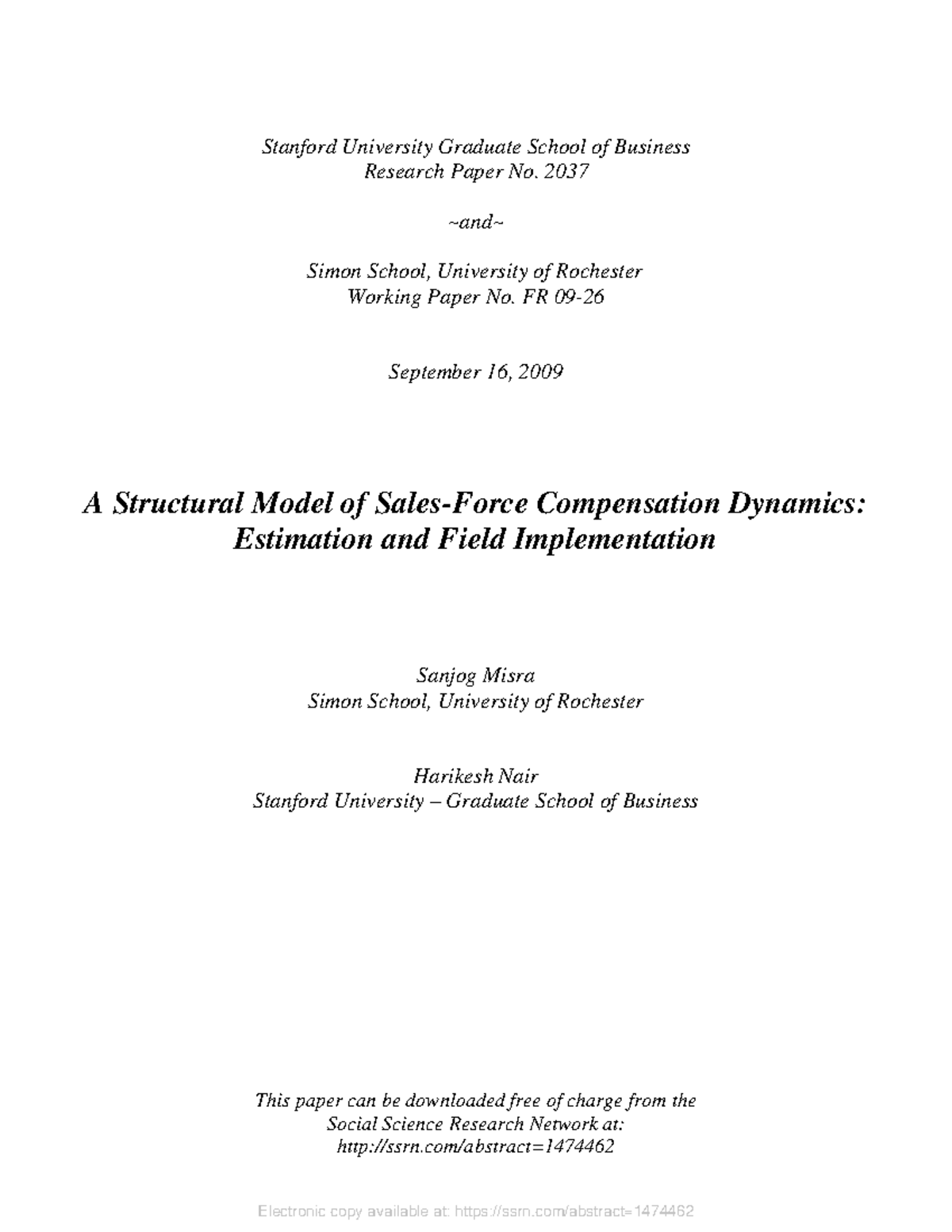 A Structural Model of Compensation Dynamics: Insights from Sales Data ...
