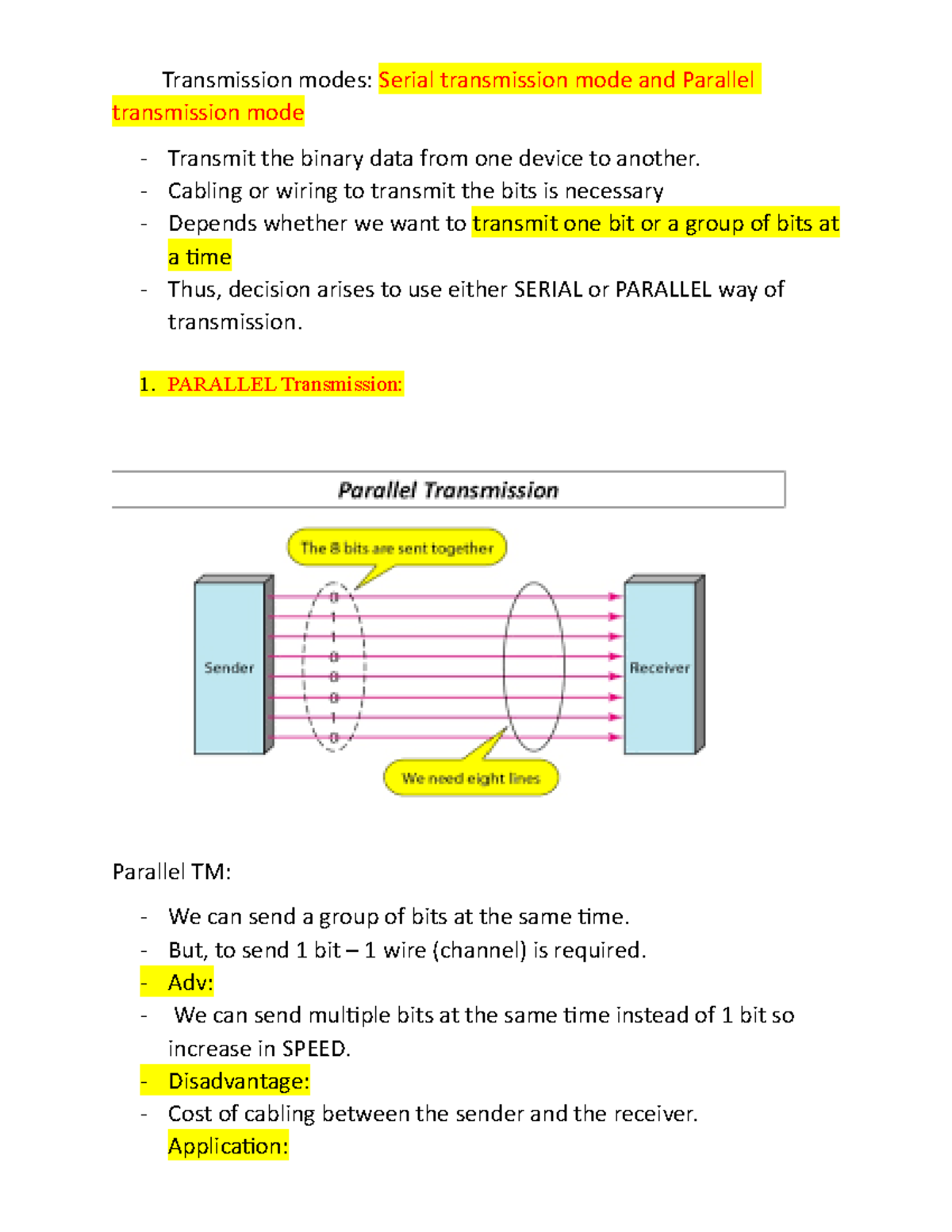 Transmission modes- unit 2 - Transmission modes: Serial transmission ...