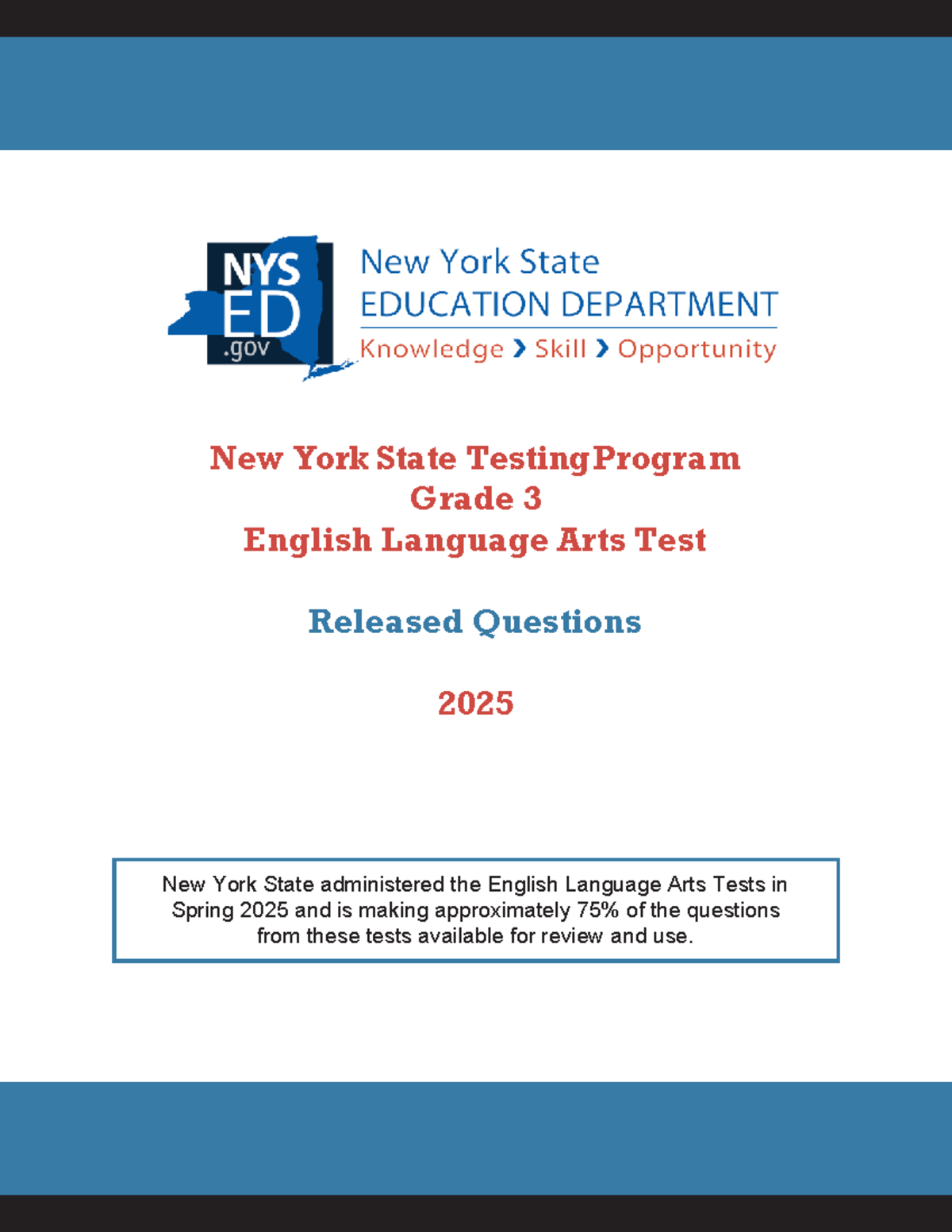 2025 NYS Grade 3 ELA Test Released Questions Overview - Studocu