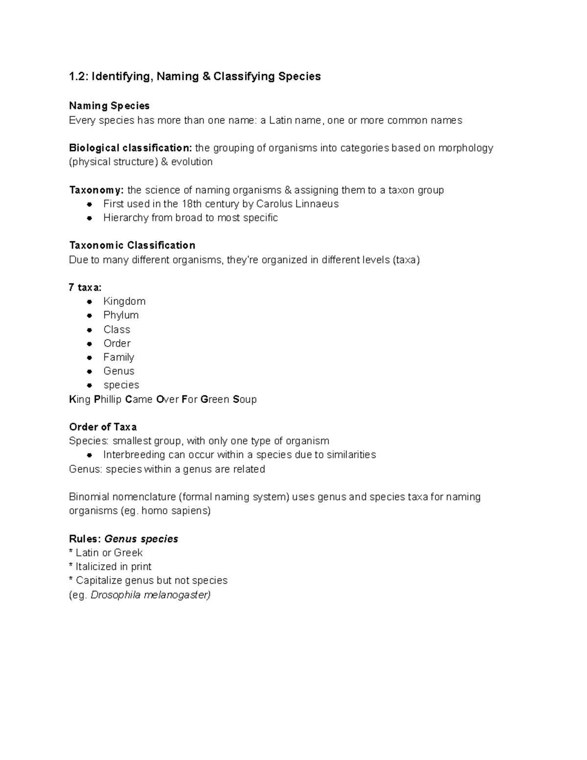 1.2: Taxonomy and Classification of Organisms Explained - Studocu