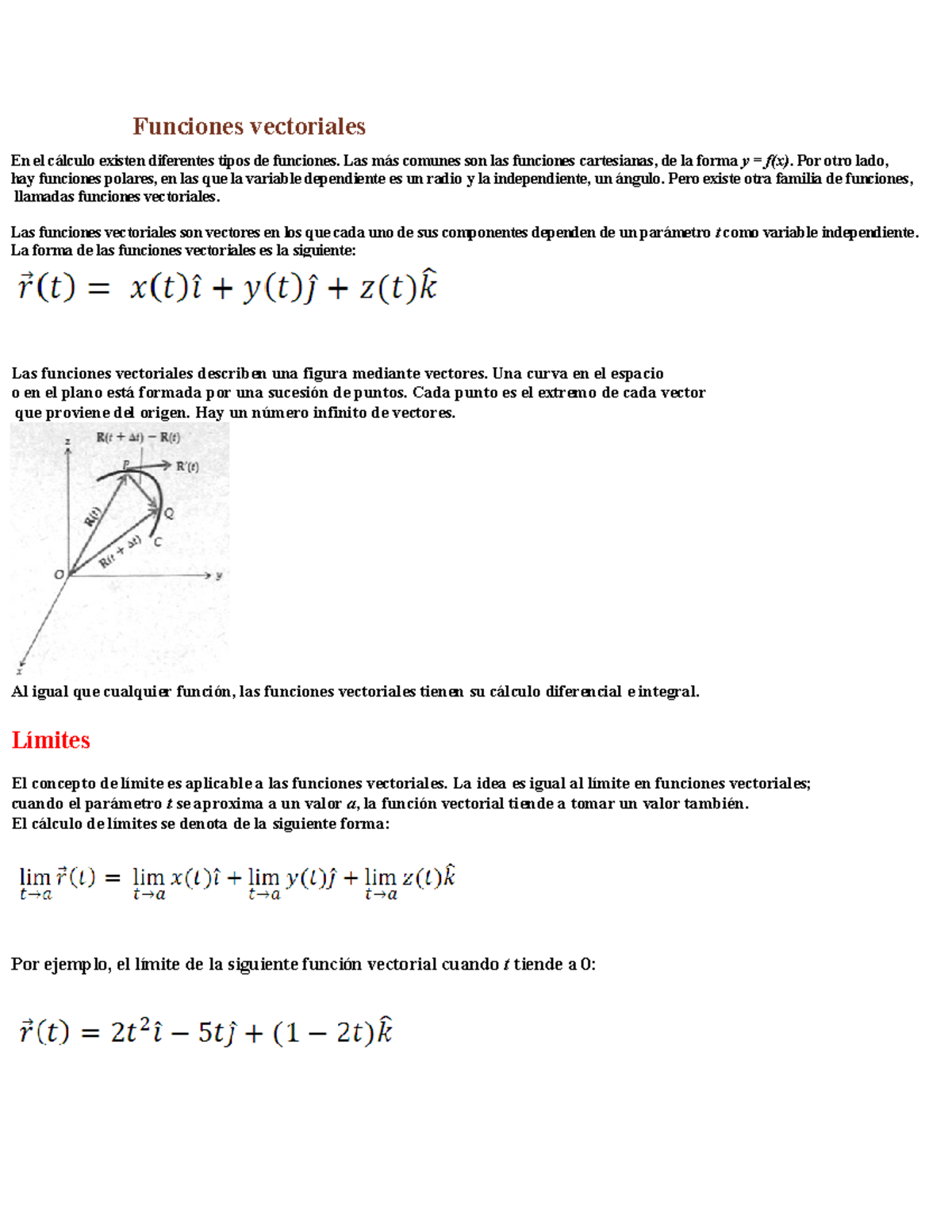 Funciones Vectoriales: Conceptos, Cálculo Diferencial y Ejercicios - Studocu