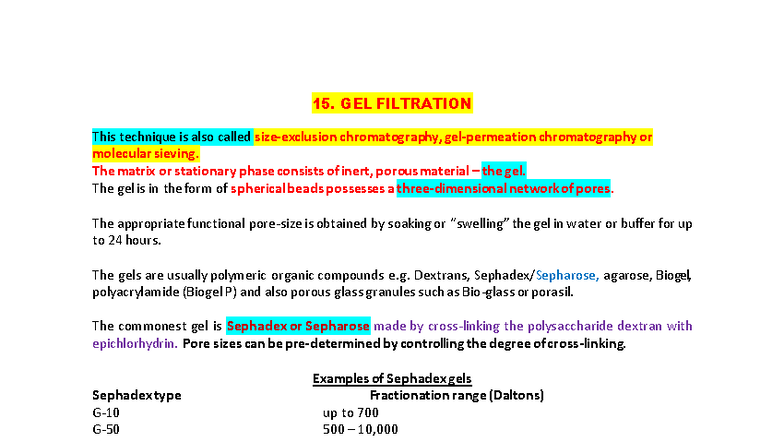 12. Gel Filtration Chromatography: Principles and Applications - Studocu