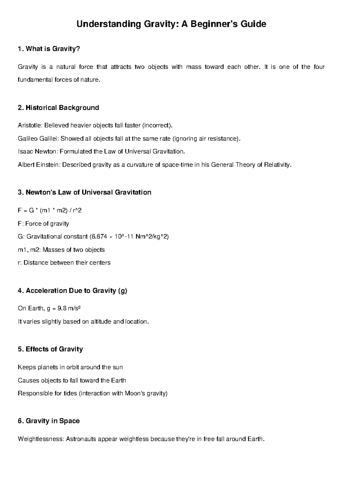 Understanding Gravity: A Comprehensive Guide on Forces - Studocu