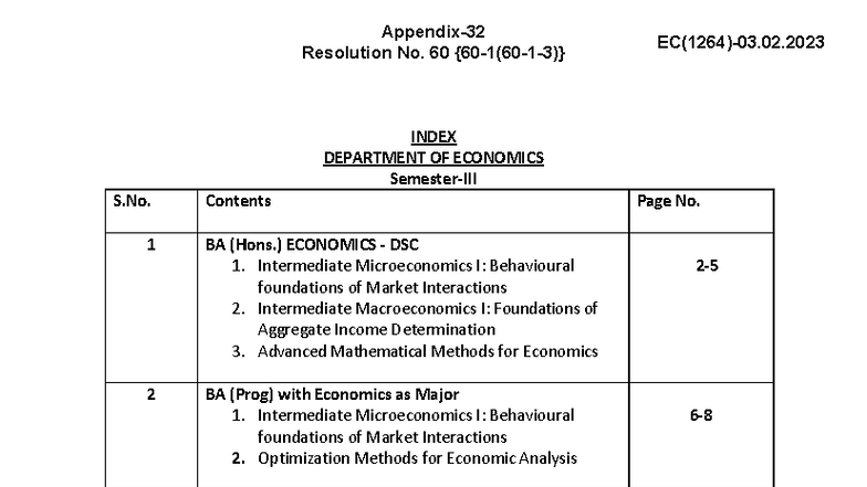 Economics 3RD SEM: Course Structure and Syllabus Overview - Studocu