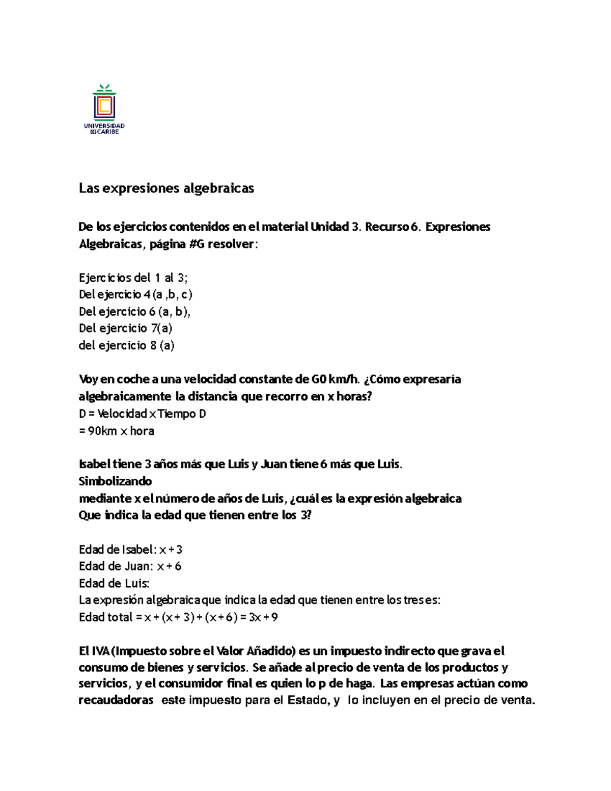 Ortiz Matos Solainy - Unidad 3: Ejercicios de Expresiones Algebraicas ...