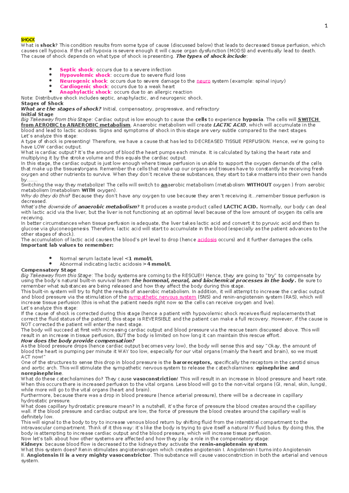 Understanding Shock: Types, Stages, and Nursing Interventions (NUR 101 ...
