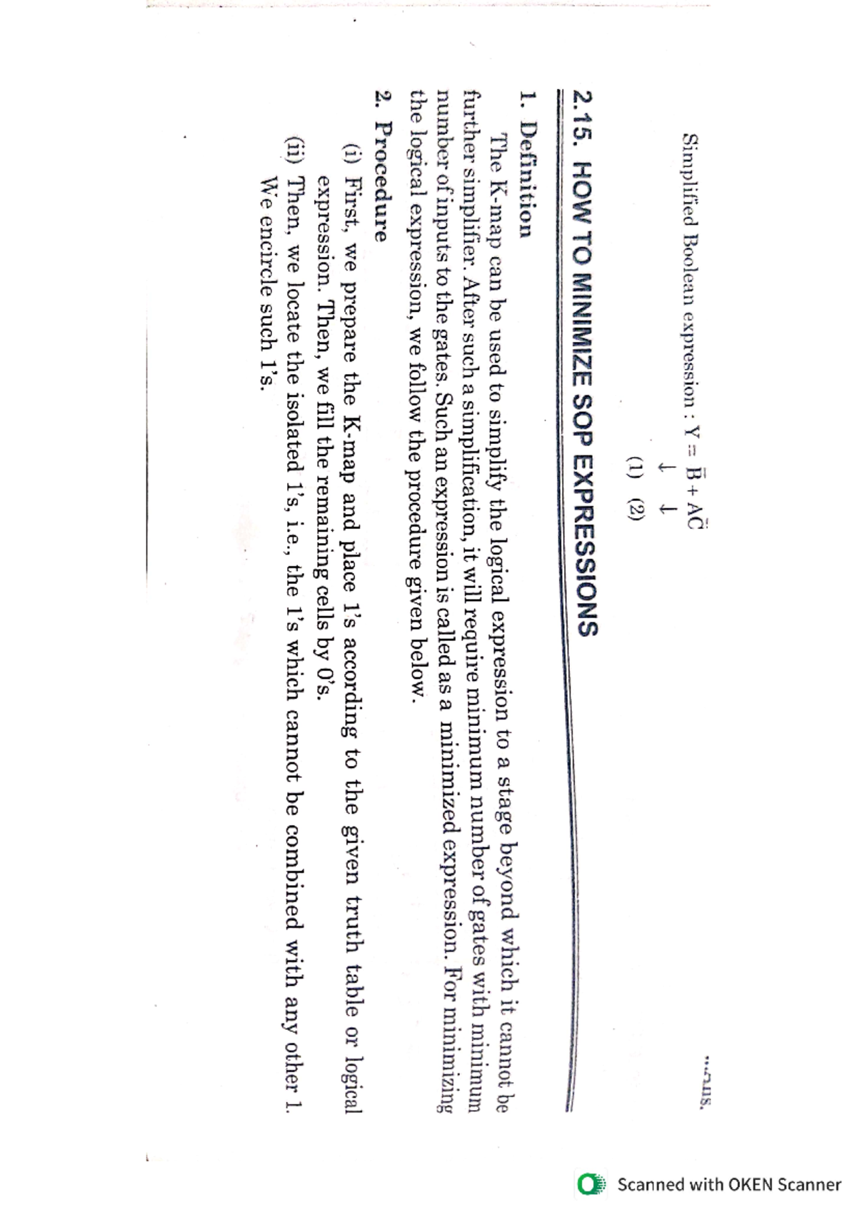 Digital electronics unit 1 + 2 - Simplified Boolean expression : Y B AC (1) (2) 2. HOW TO ...
