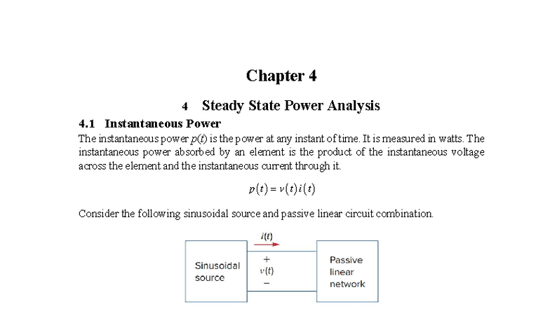 Chapter 4 - Steady state power analysis - Chapter 4 4 Steady State ...