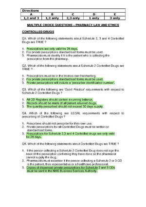 Pharmaceutical Calulations (30 Questions) - PAST QUESTIONS ON ...