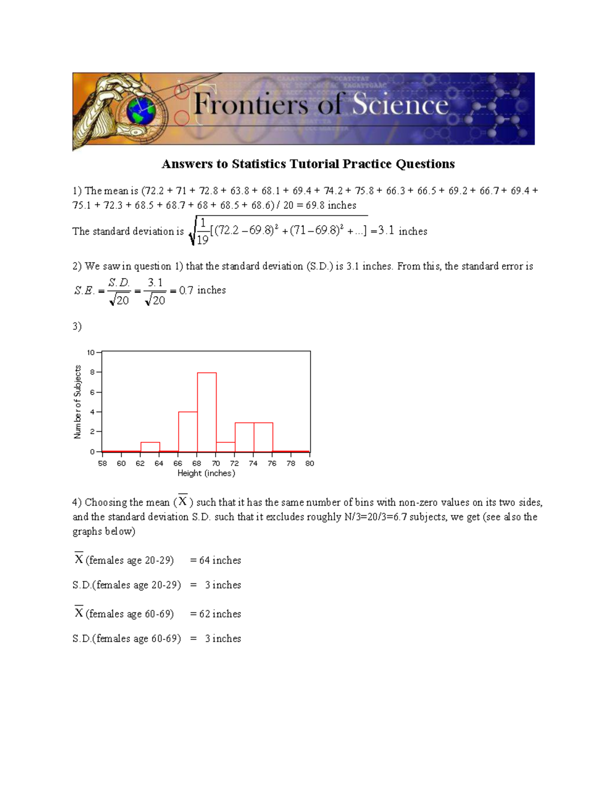 Tutorial Practice Question Answers Final - Answers to Statistics ...