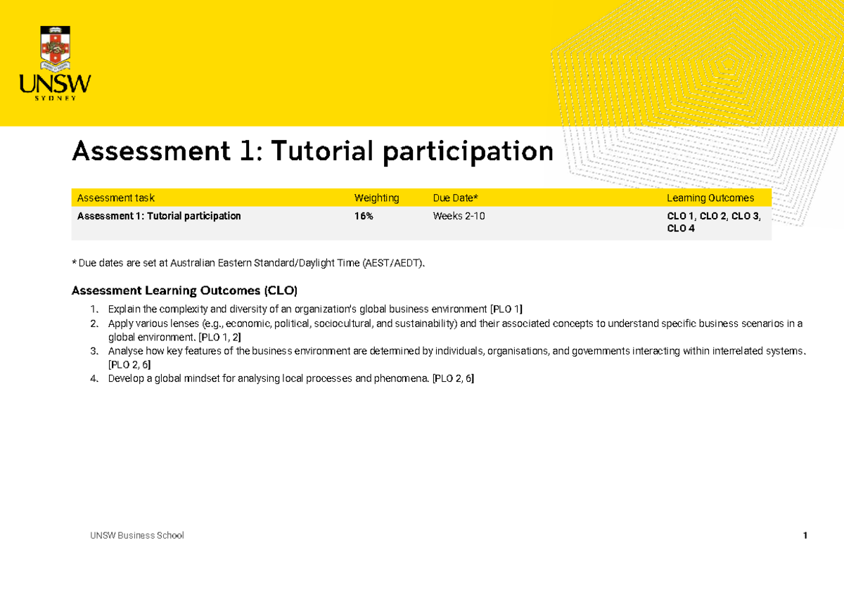 A1 Guide: Tutorial Participation & Engagement for COMM1150 - Studocu