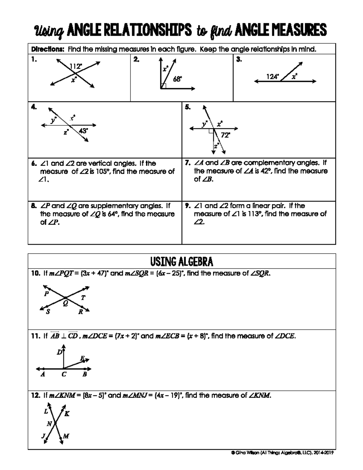 Angle Relationships: Finding Angle Measures in Geometry - Studocu