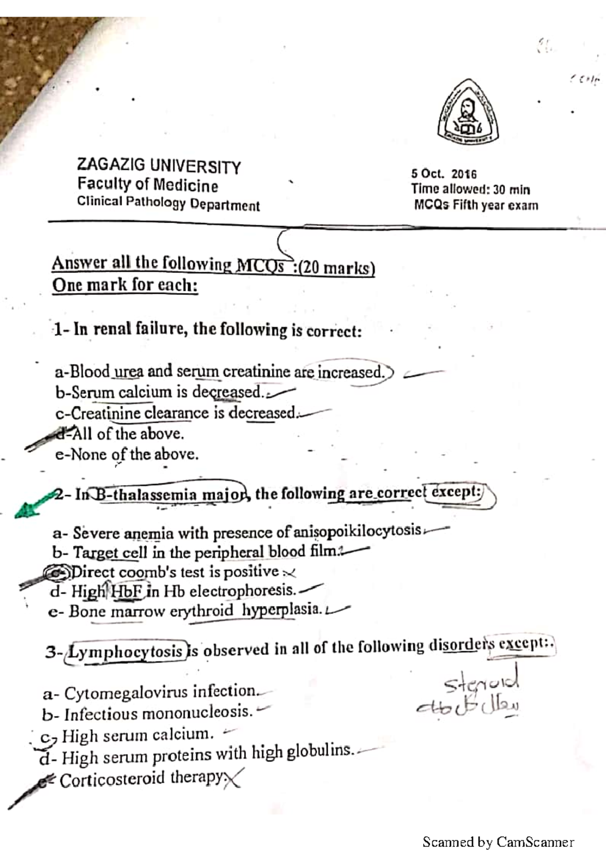 Clinical Pathology Exam B Study Guide and Review Notes - Studocu