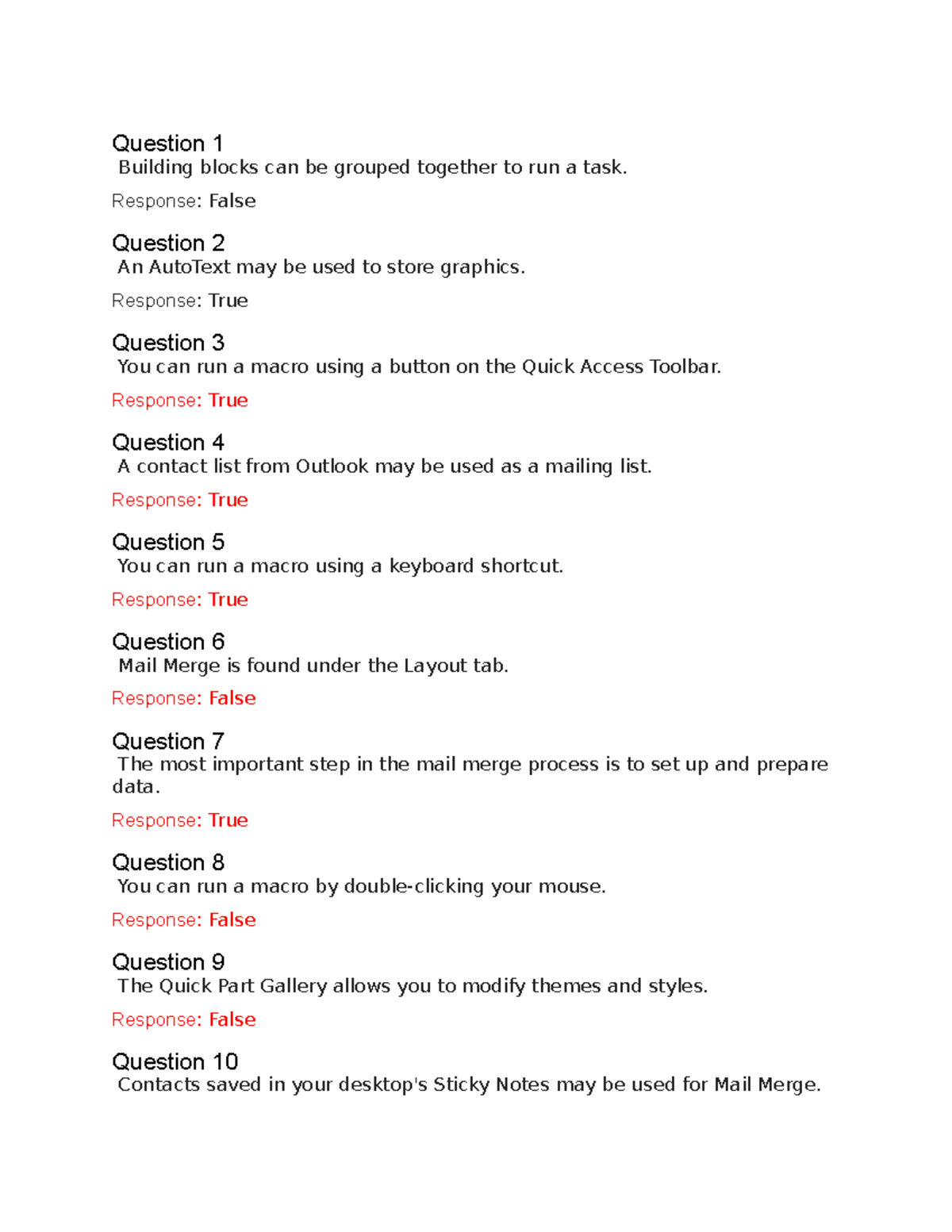 04 Advanced Document Features QUIZ - Question 1 Building blocks can be ...