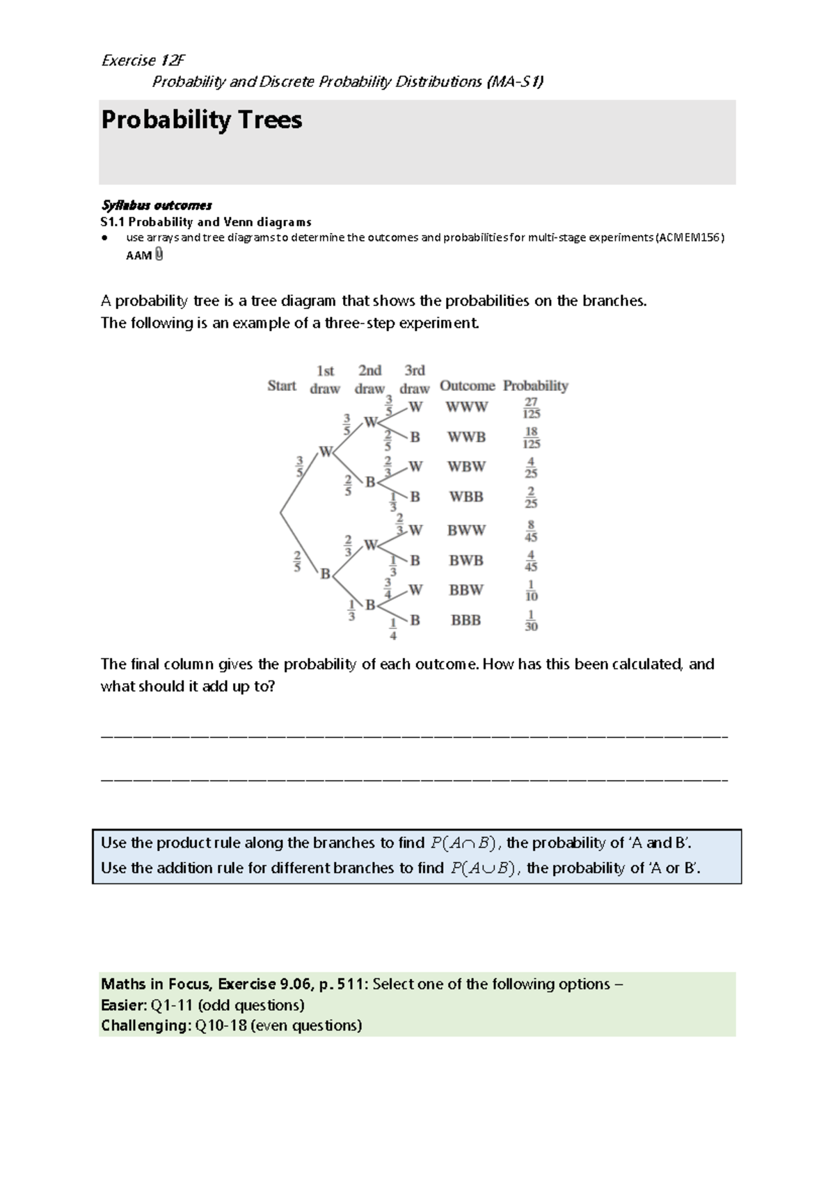 MA-S1 Final Exam: Probability Trees and Discrete Distributions - Studocu