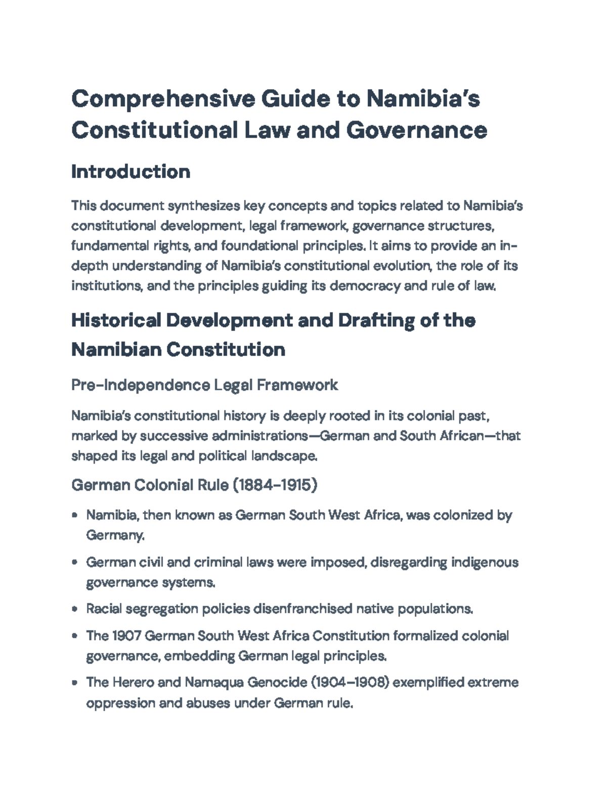 Comprehensive Overview of Namibia's Constitutional Law (LAW 101) - Studocu