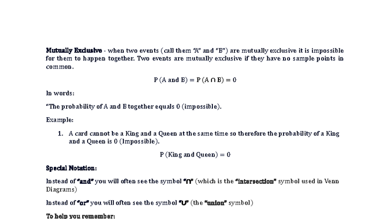 Additive Laws of Probability & Complementary Rule (MATH 101) - Studocu