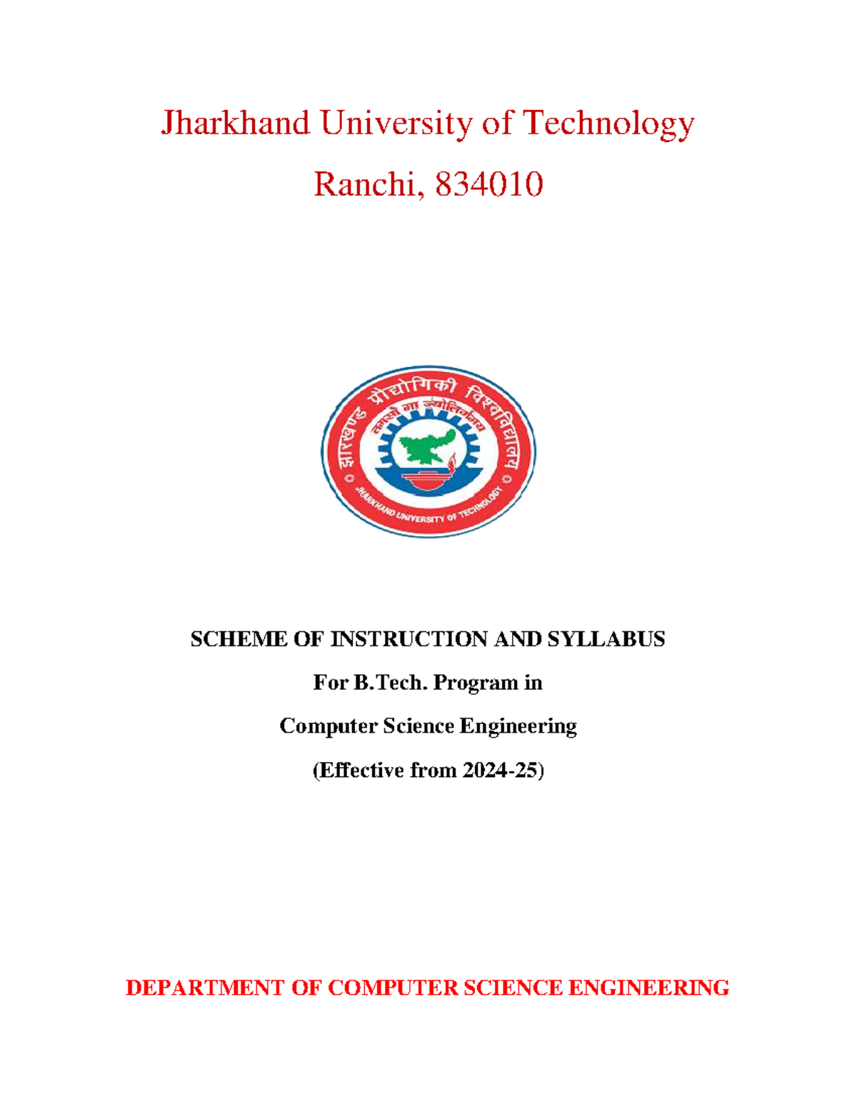 B.Tech CSE 4th Semester Syllabus (2025-26) - Jharkhand University - Studocu