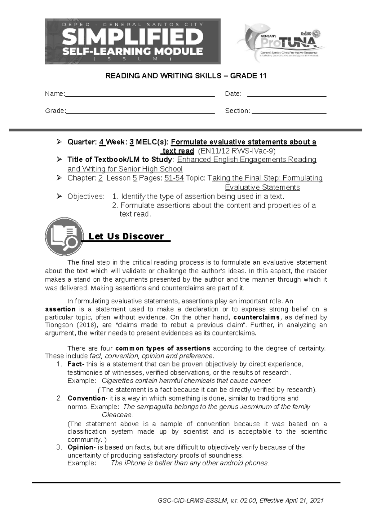 SSLM RWS Q4 WEEK 3 1 - Preferences, Source or any words that you called ...