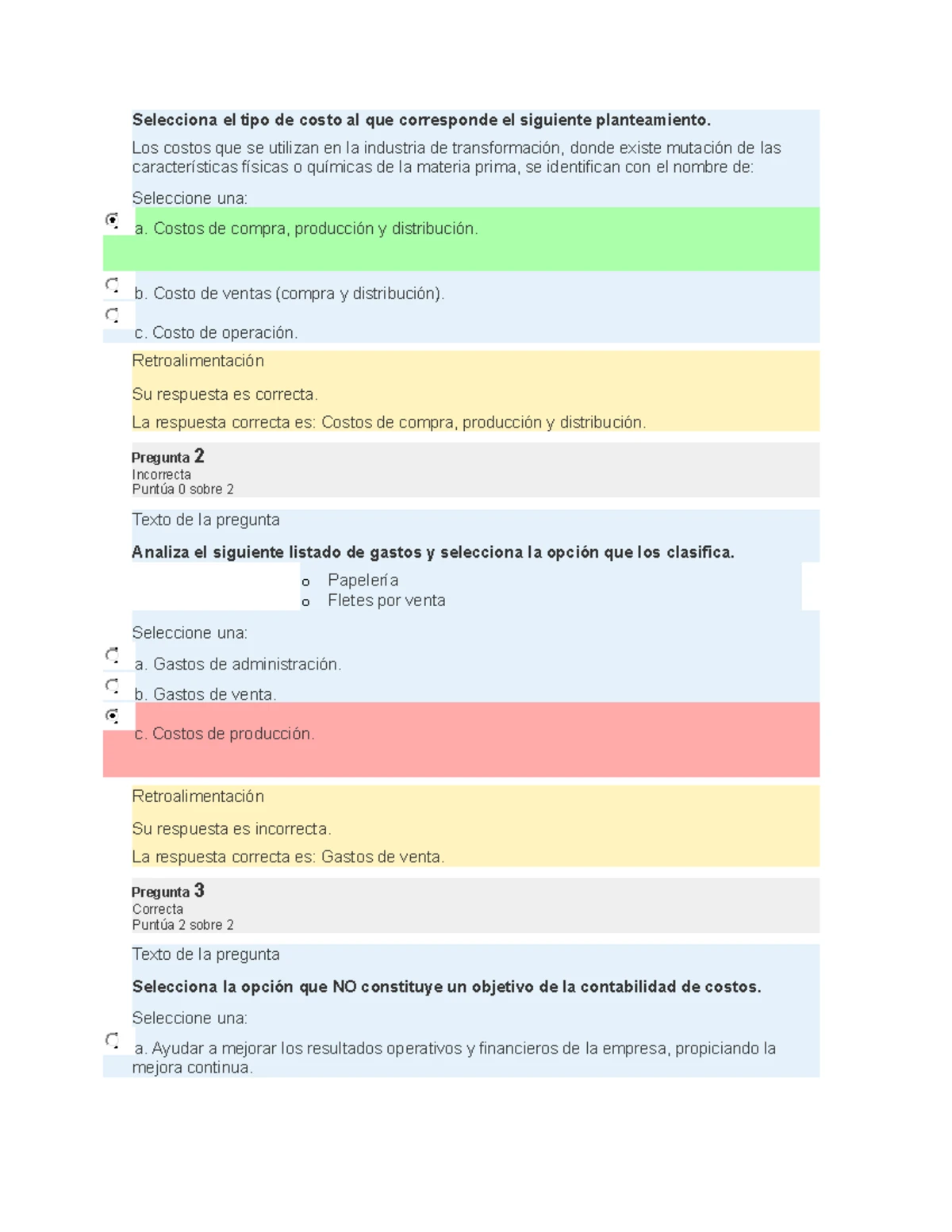 Examen 1: Preguntas y Respuestas de Contabilidad de Costos - Studocu