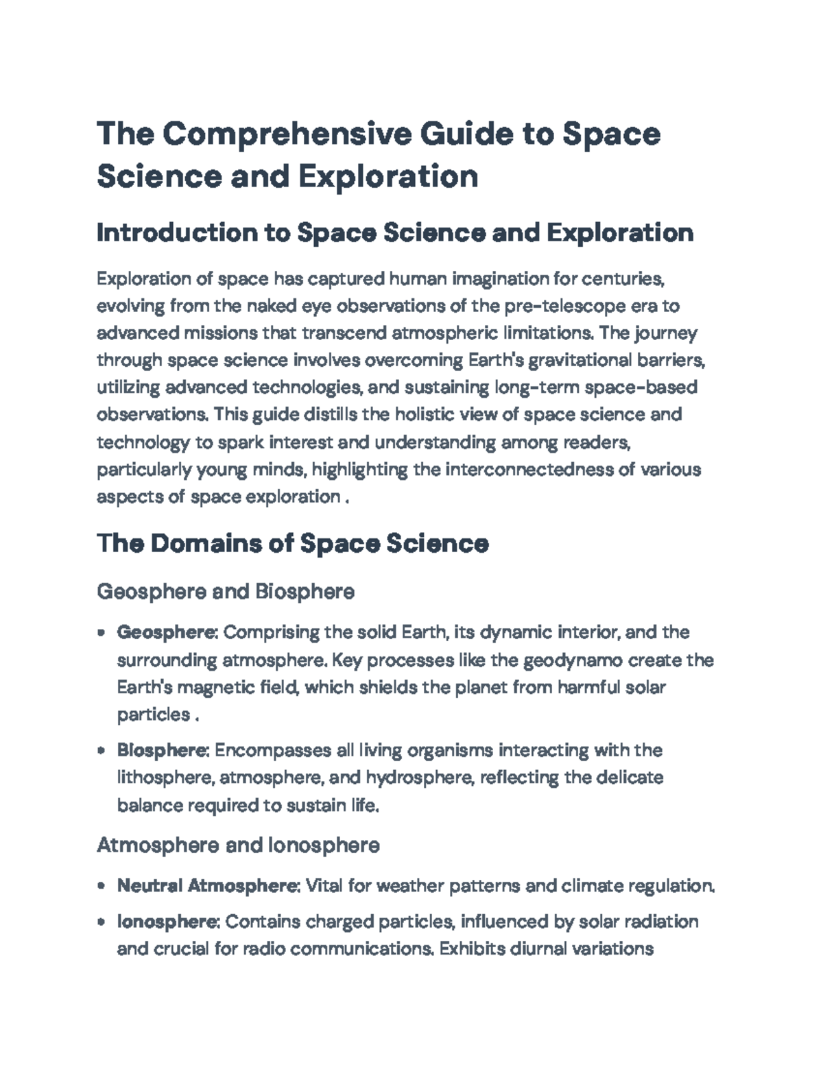 Comprehensive Guide to Space Science & Exploration (SCI101) - Studocu