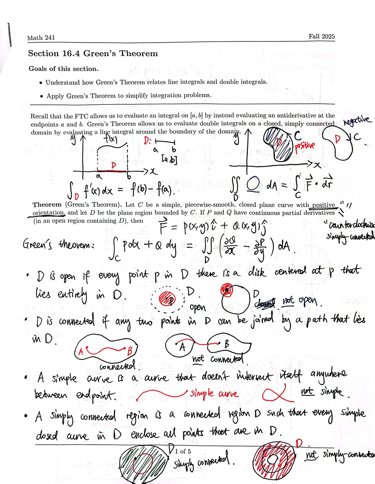 Calculus II: Green's Theorem Lecture Notes - Studocu