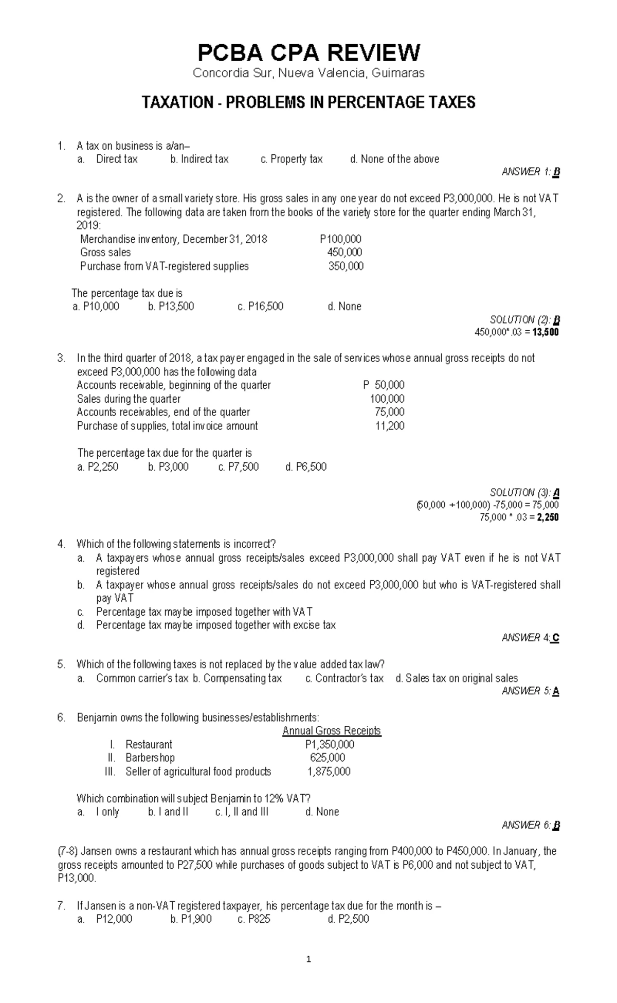 Estate and Donor's Tax (Sample Problems)- CTT Exam Recorded Lecture ...