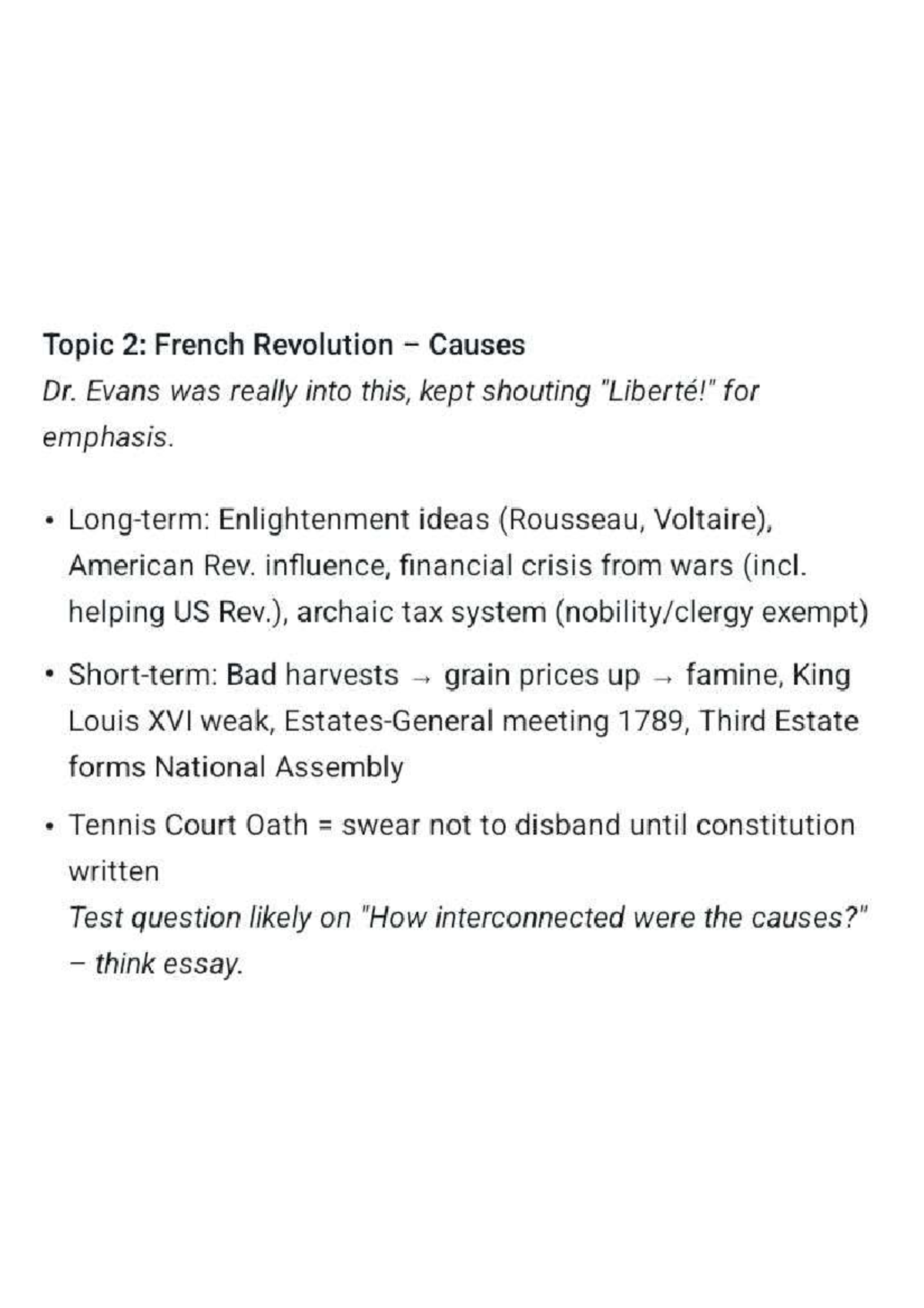 French Revolution Causes: Enlightenment & Financial Crisis Notes - Studocu