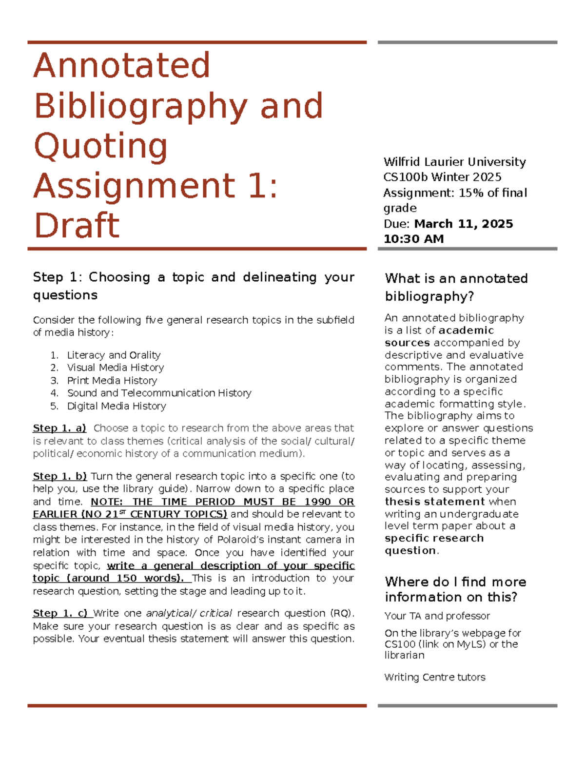CS100 AB1 W2025 - AB1 instructions - Annotated Bibliography and Quoting ...