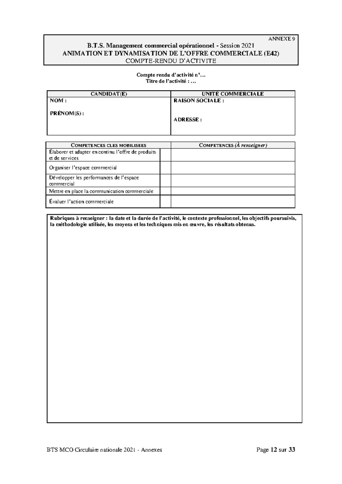 Compte Rendu Activité n°1 - BTS MCO (E42) - Session 2021 - Studocu