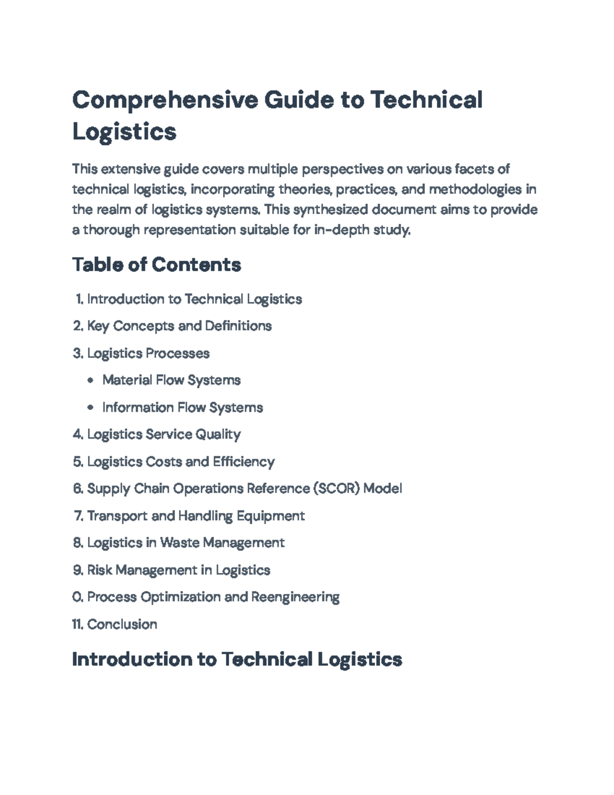 Technical Logistics: Comprehensive Guide and Methodologies ...
