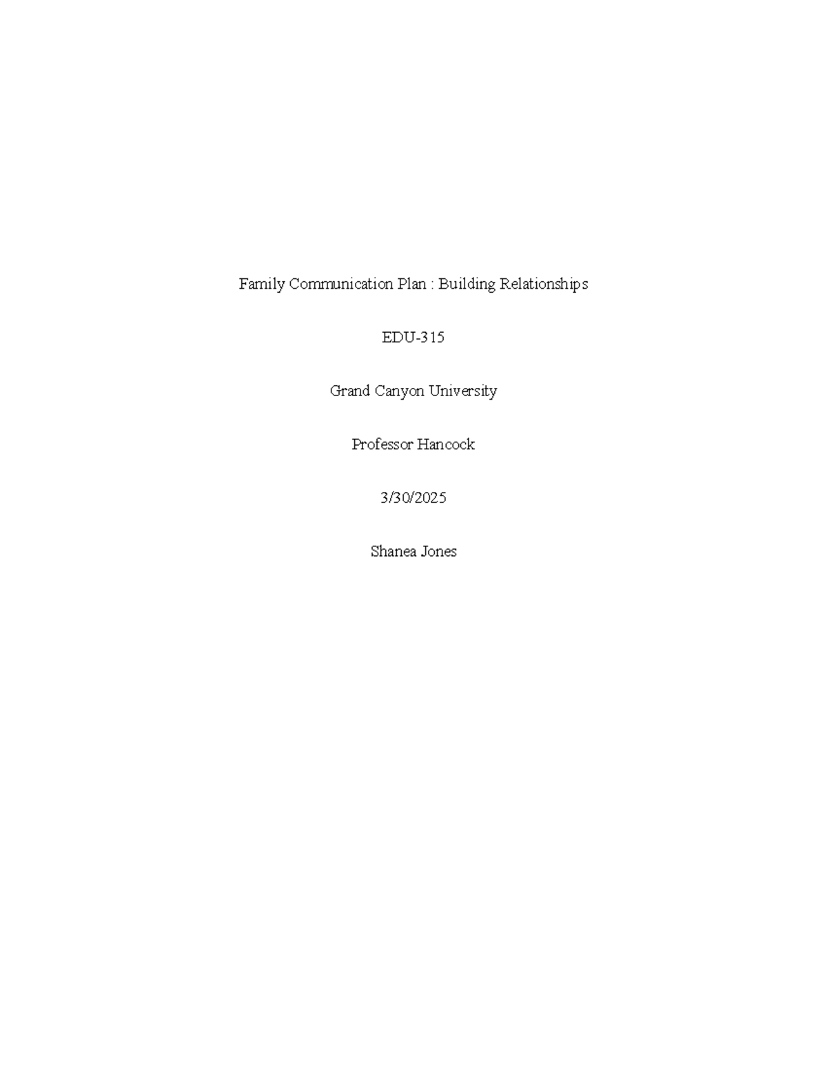 EDU-Family Communication Plan: Strengthening Teacher-Family Ties - Studocu