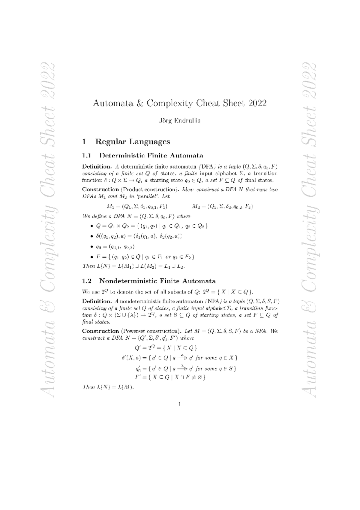 Automata & Complexity Exam Cheat Sheet: Essential Formulas - Studeersnel