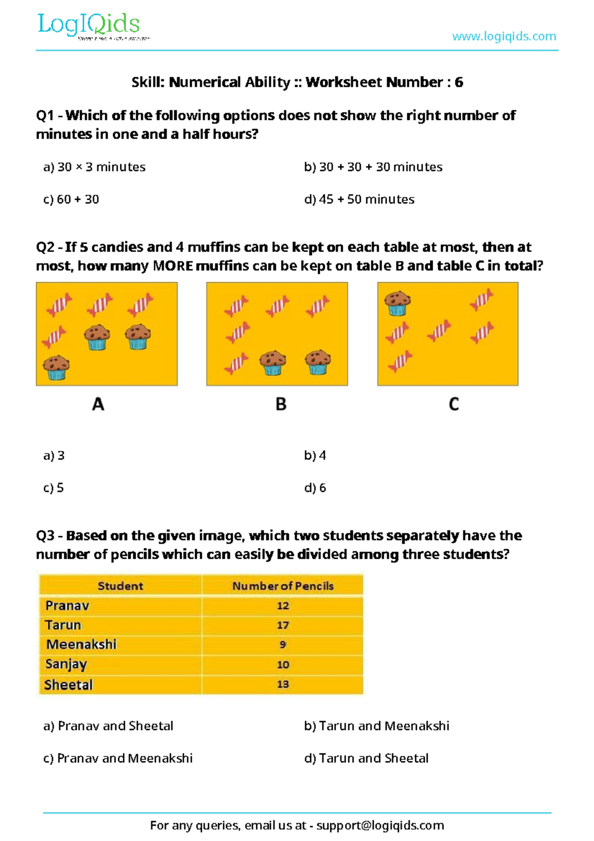Numerical Ability Worksheet: Skill Practice Q6 for Course Code NA101 ...