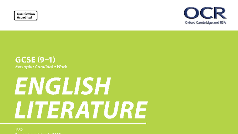 GCSE English Literature J352: Jane Eyre Exemplar Candidate Scripts ...